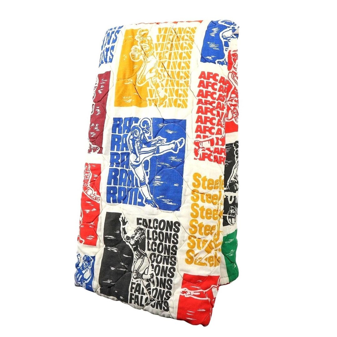 1970s–early 1980s Vintage NFL Quilt Football Teams Blanket Oilers ...