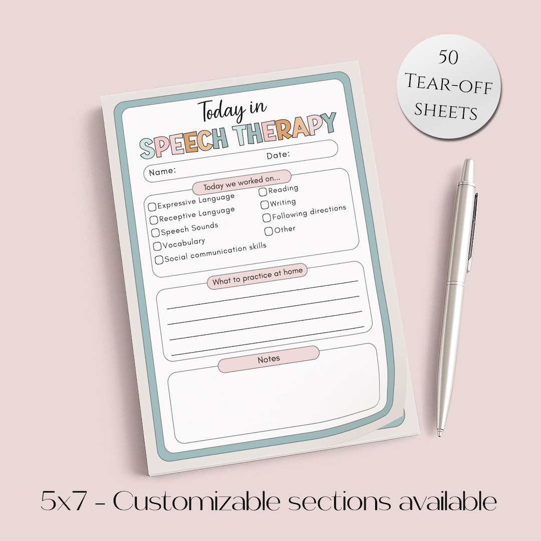Speech Therapy Home Practice Notepad | Speech Home Notes | Speech ...