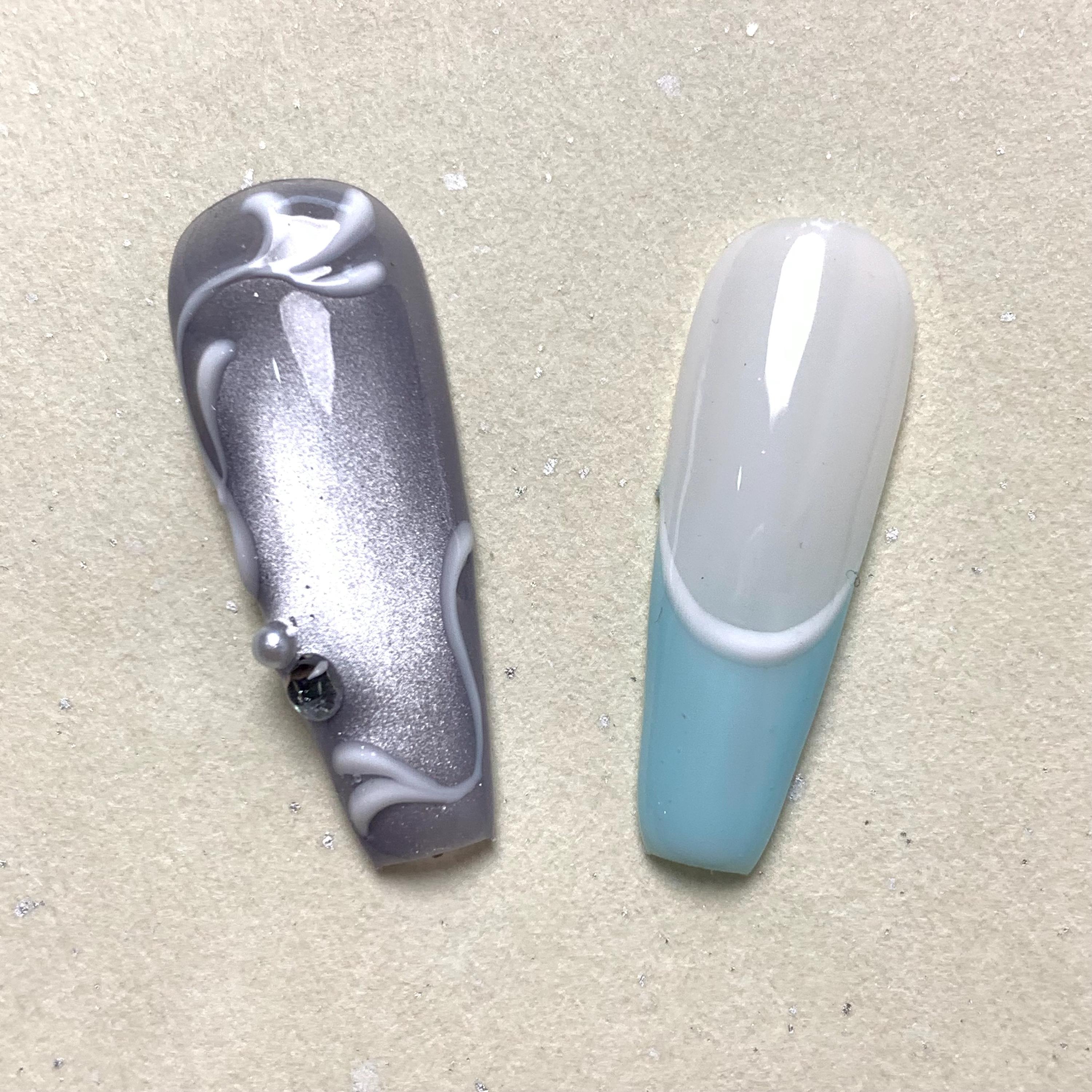 Cinderella Inspired Press on Nails | Blue Silver Princess Nail Set ...