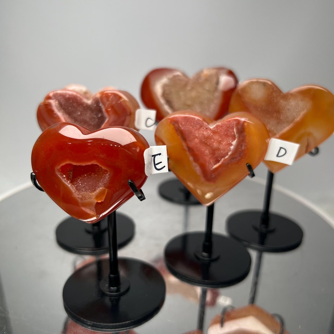 Druzy Carnelian Heart Carving on Black Stand – Autumn-inspired Crystal ...
