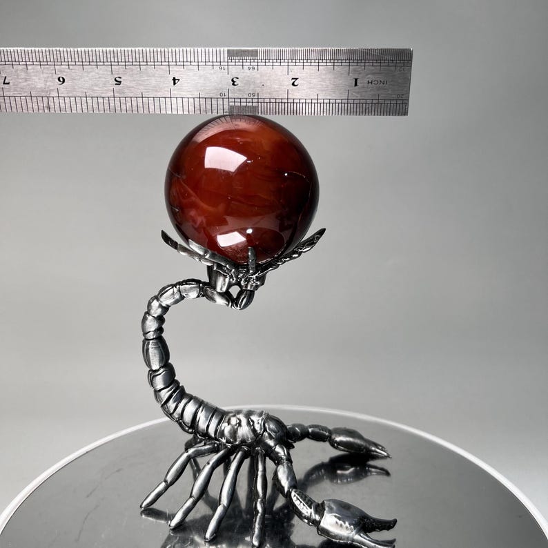 Sardonyx Sphere on Scorpion Metal Stand – Fiery Strength Crystal ...