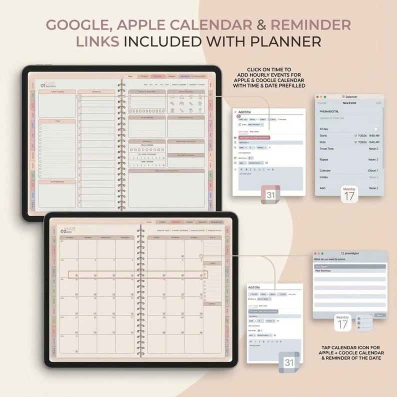 All-in-one Digital Planner 2026 2027 2028, iPad Goodnotes Planner ...