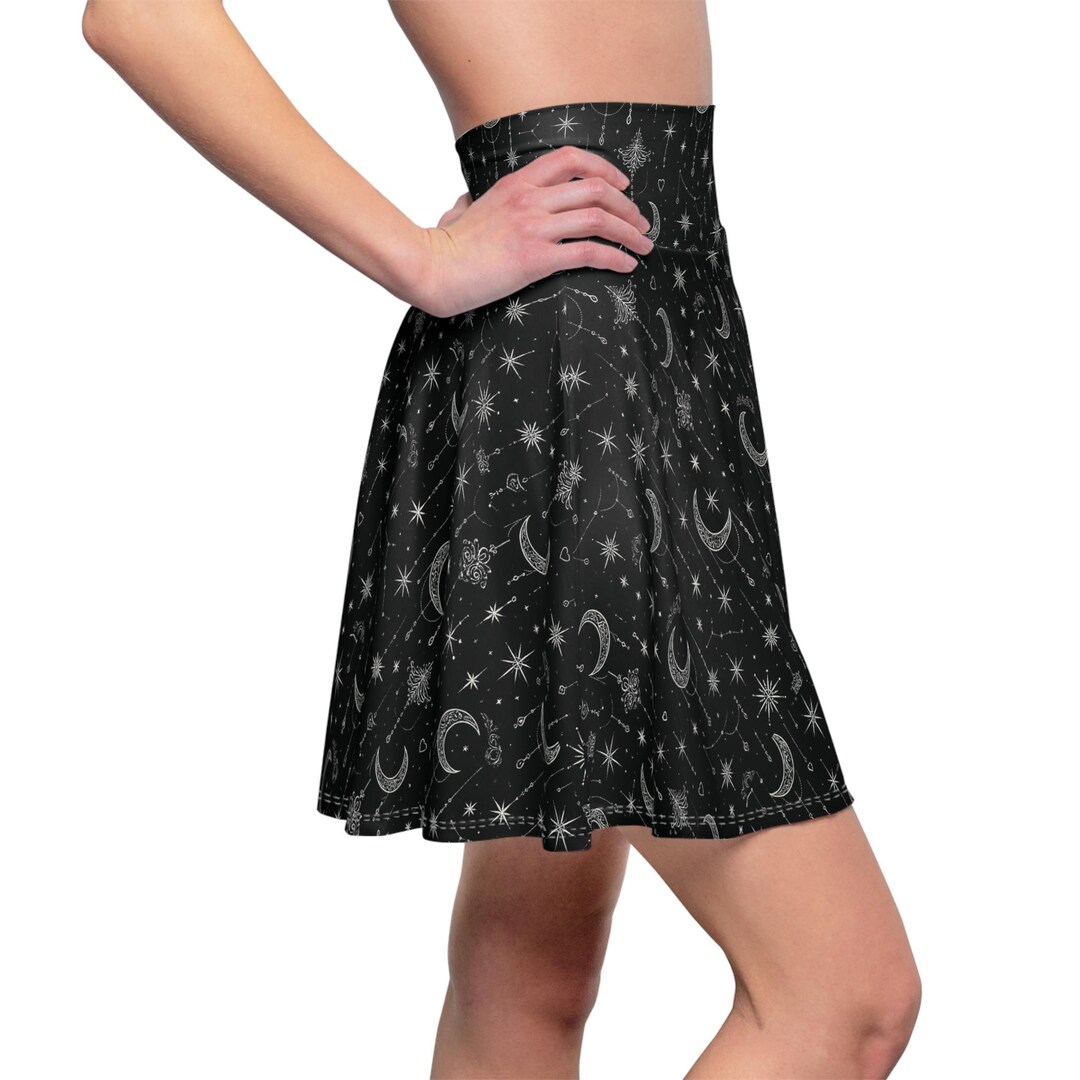 Celestial Moon & Star Women's Skater Skirt, Cosmic Skirt, AOP Skirt ...