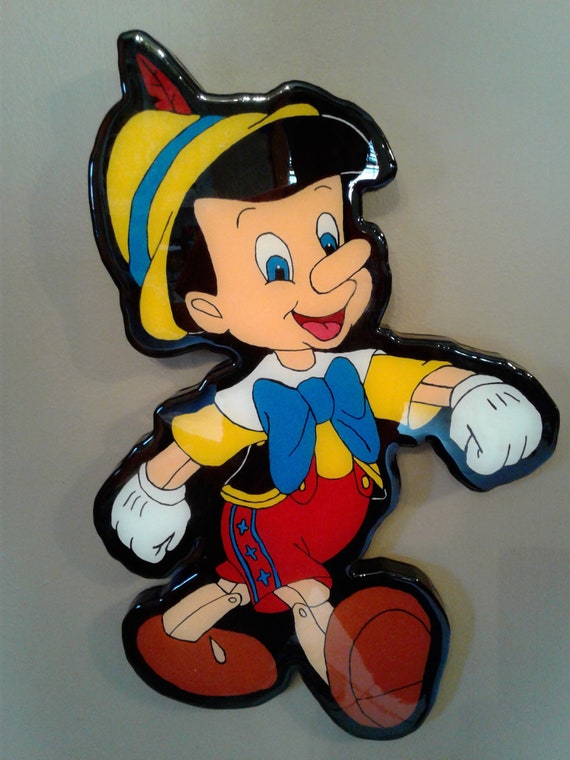 Pinocchio Wood Cutout Wall Art Sculpture With Resin - Etsy