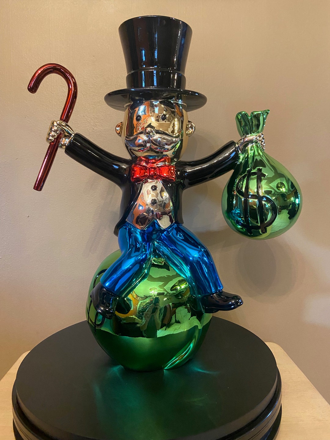 Monopoly Man Sitting on Money Bag - Fiberglass Sculpture 17" Inch in ...