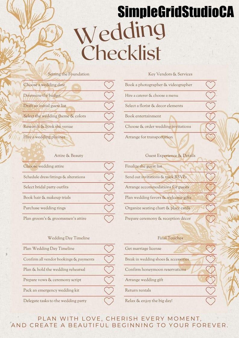 Minimalist Wedding Checklist | Printable Wedding Planner PDF | Bride To ...