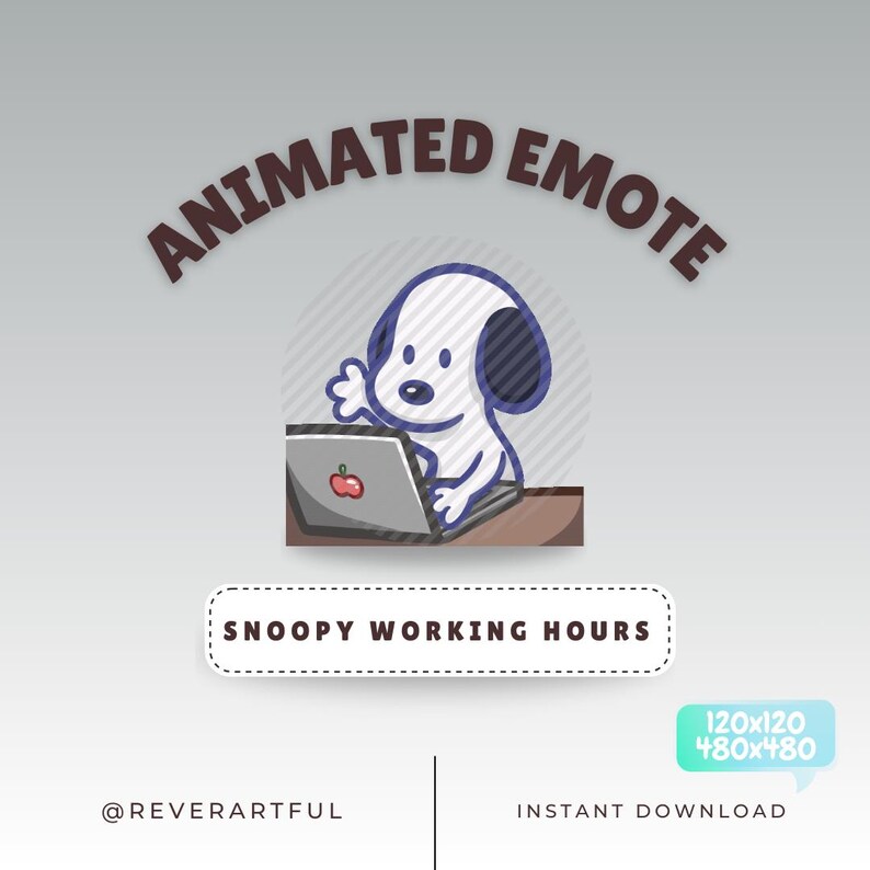 Snoopy Working on Computer Animated Emote: Twitch, Discord, Youtube ...