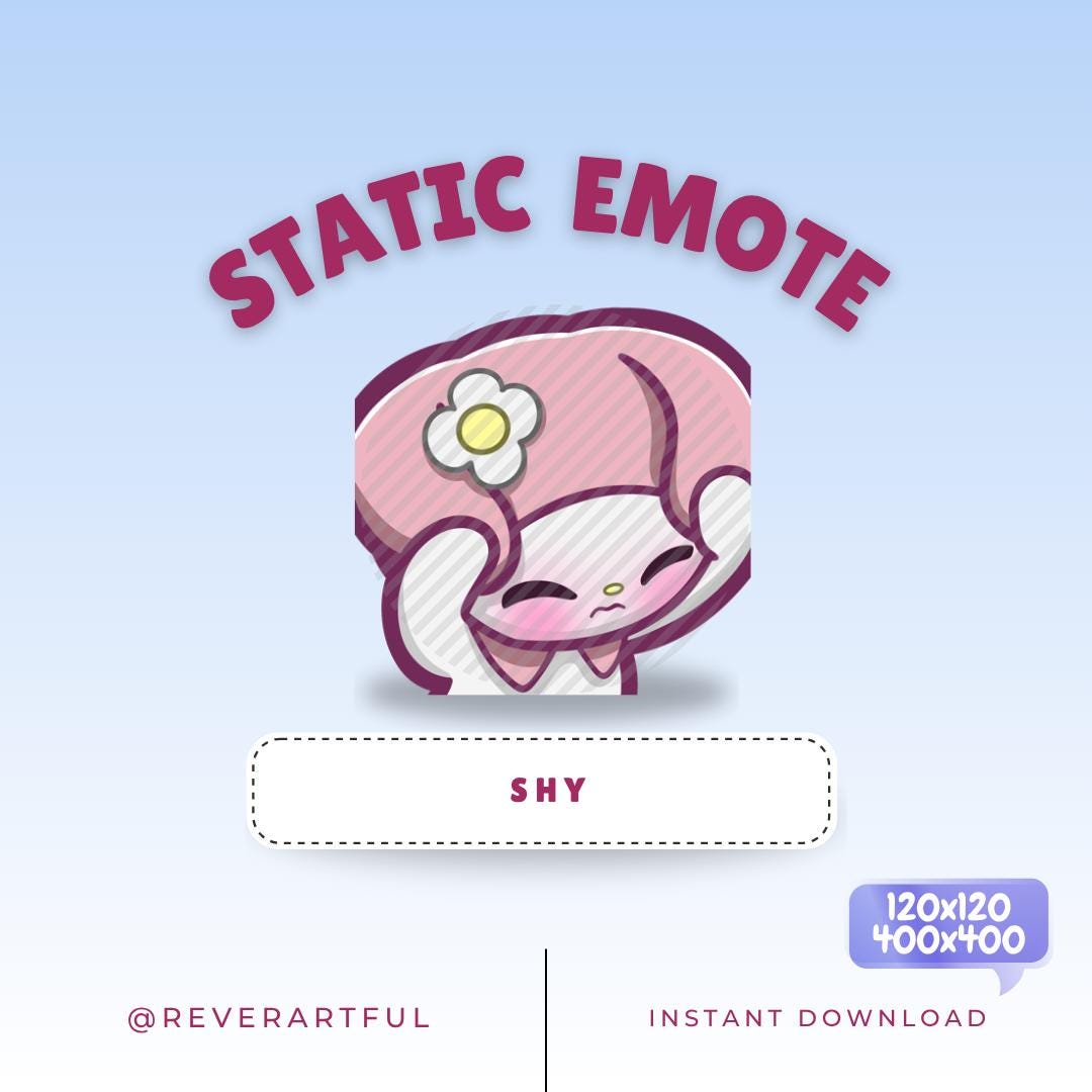 White Bunny Shy Static Emote for Twitch, Discord, Youtube Digital Anime ...