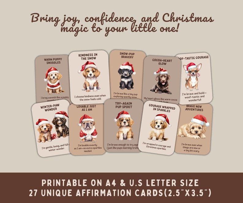 Christmas Affirmation Cards for Kids, Holiday Positive Quotes ...