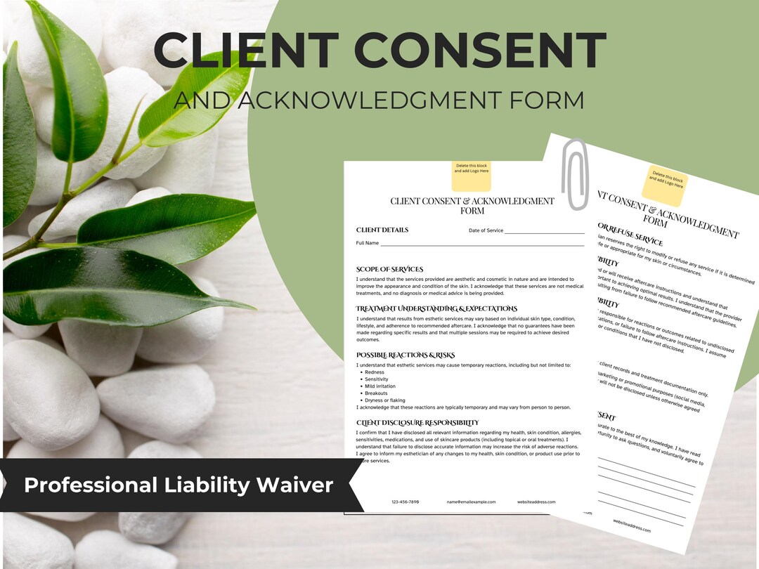 Esthetician Client Consent Form, Med Spa Liability Waiver, Canva ...