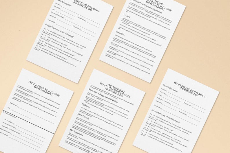 PRP Microneedling Intake Consent Forms Bundle (4 Pages) - Etsy