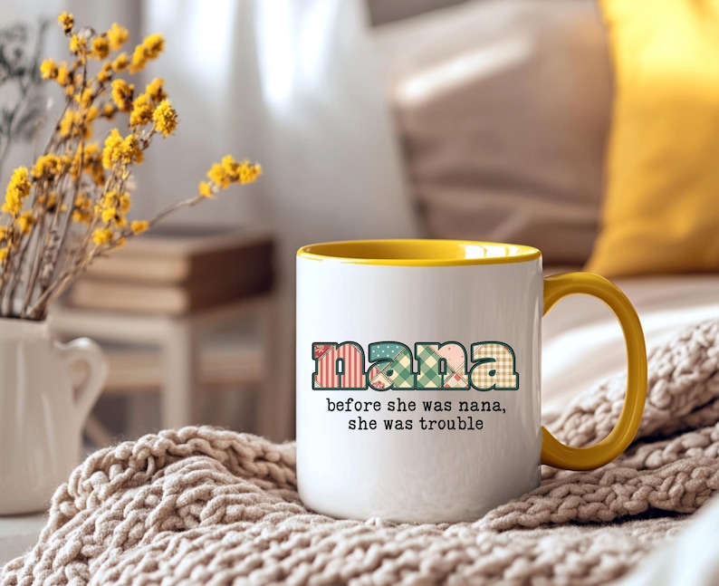 Nana Mug, Before She Was Nana, Patchwork Plaid Coffee Cup - Etsy