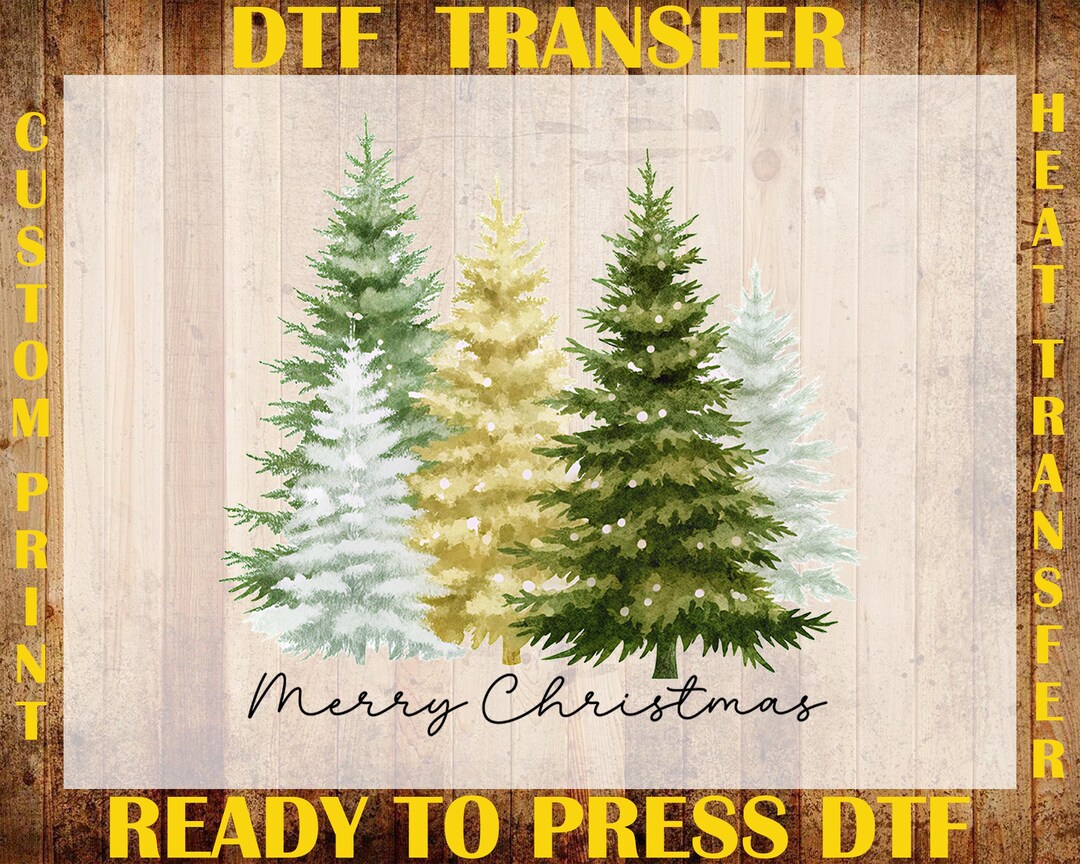 Merry Christmas Trees DTF Transfer, Hand Painted Christmas Tree Ready ...