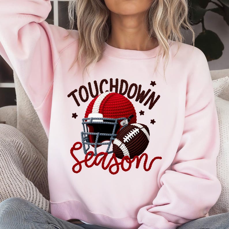 Game Day Football DTF Transfer, Latch Hook Yarn Faux Football Ready to Press DTF, Football ...