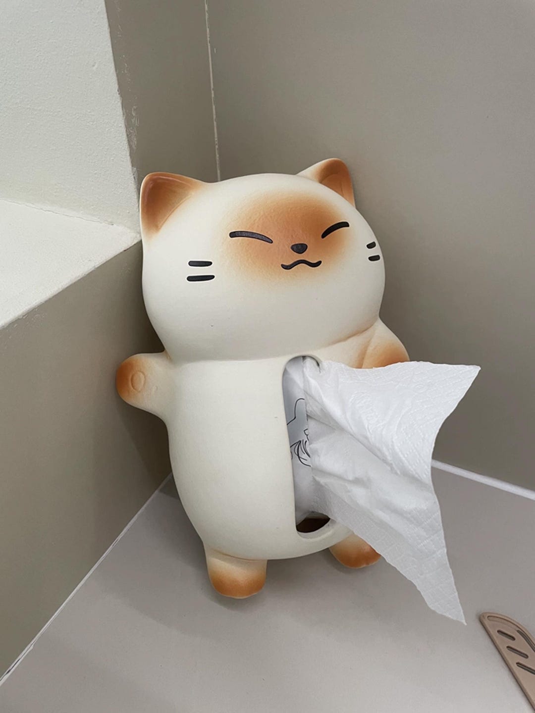 Adorable Chubby Kitty Tissue Caddy, Cheerful Home Accent Decor, Funny ...