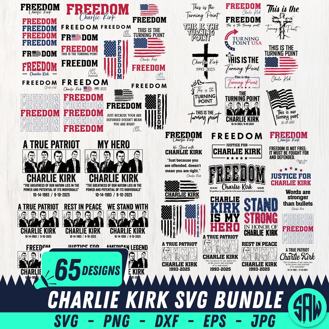 Charlie Kirk SVG PNG Mega Bundle | Charlie Kirk SVG | Freedom Png ...