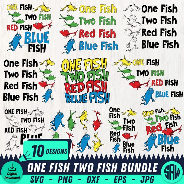 Dr Seuss One Fish Two Fish Art - Etsy
