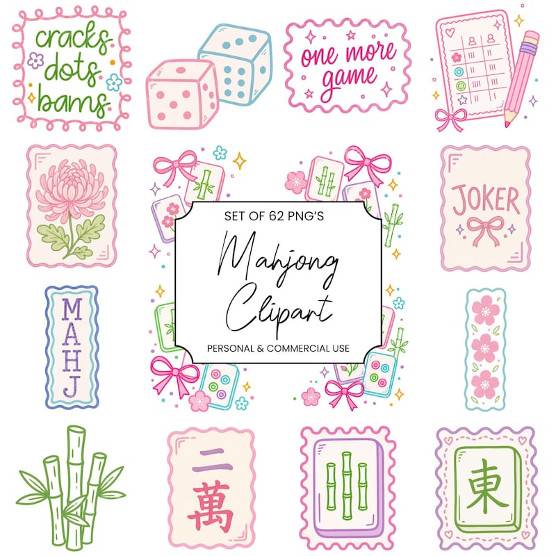 Mahjong Clipart Bundle - Etsy UK