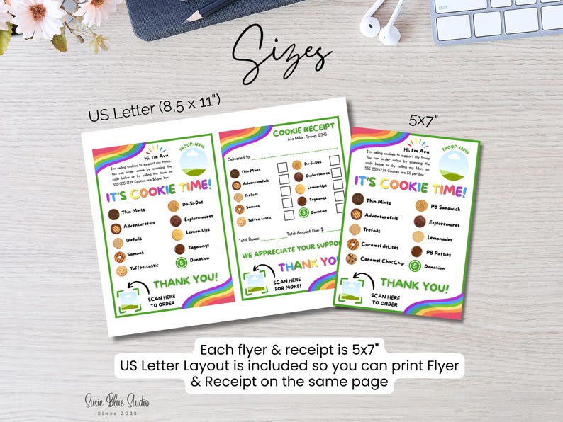Editable Scout Cookie Sales Flyer & Receipt Bundle | Thank You Note ...