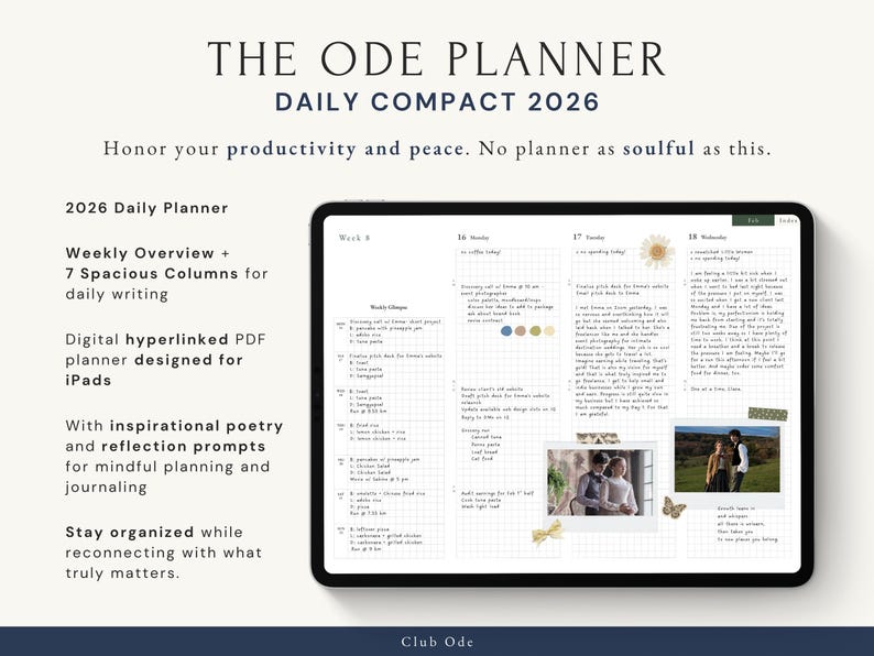 2026 Daily Digital Planner – Ode Compact PDF Planner for iPad & Tablet ...