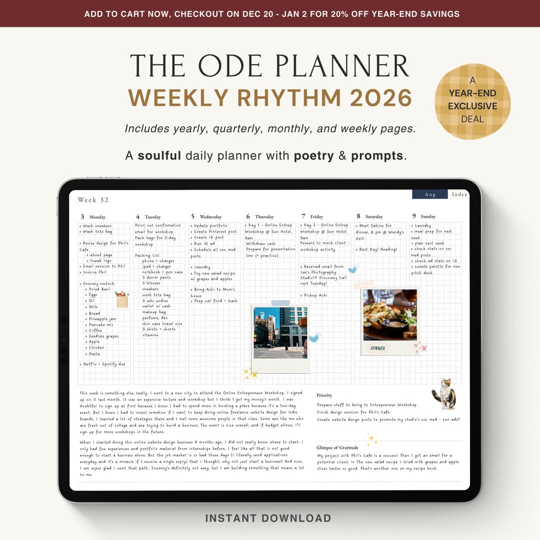2026 Weekly Rhythm Compact Planner – Mindfulness Journal PDF for iPad ...