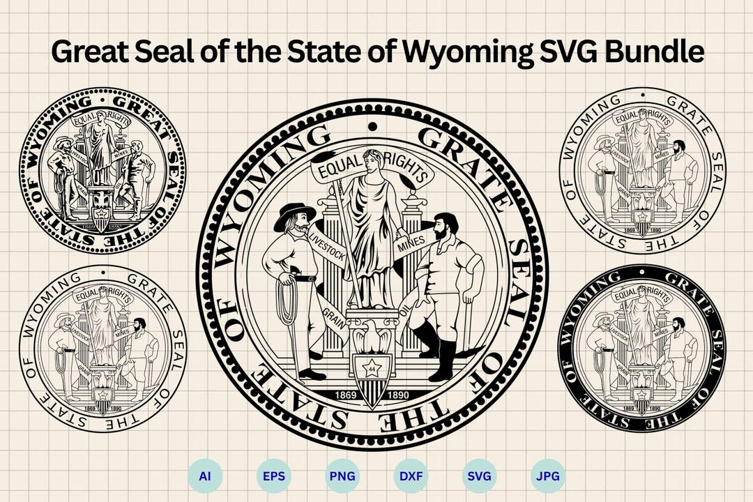 Seal of the State of Wyoming SVG Bundle, Vector, Emblem ,, Cricut ...