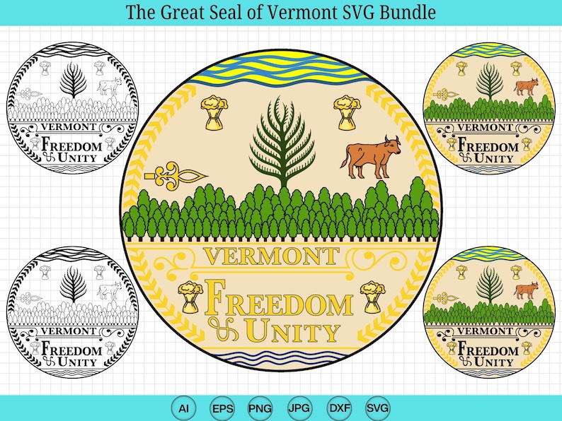 The Great Seal of Vermont SVG Bundle, Seal of Vermont Vector, State of ...