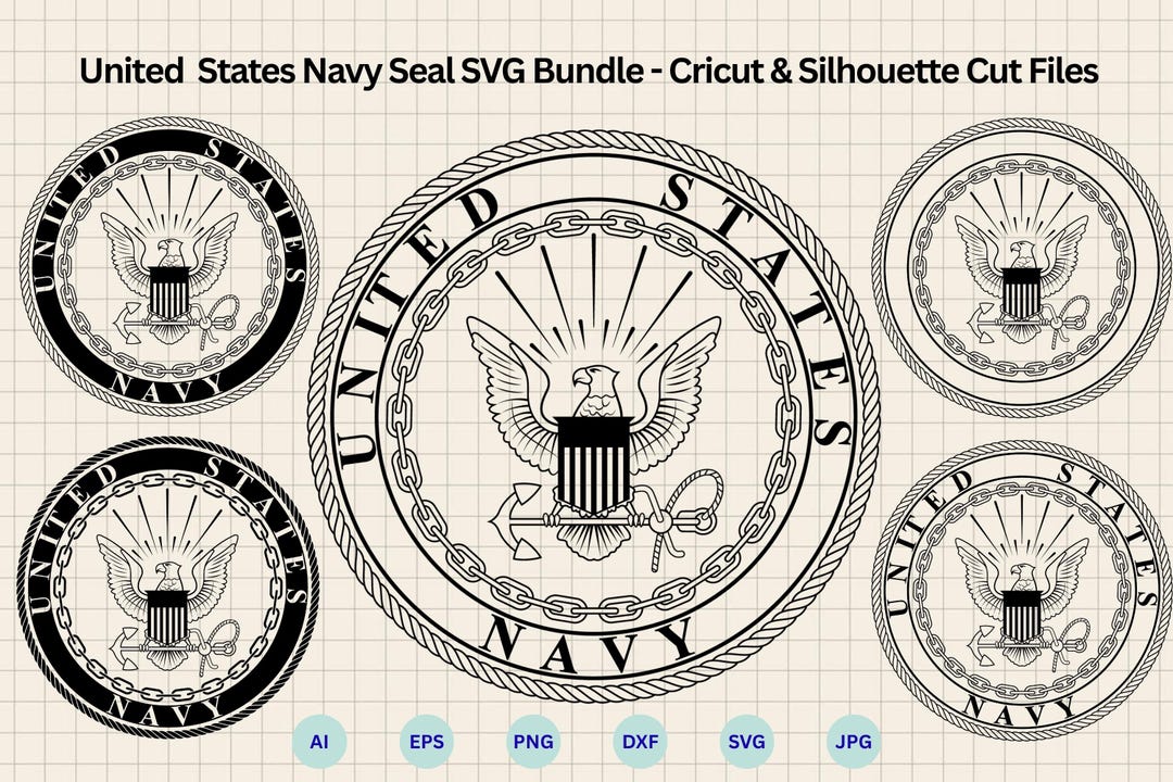 United States Navy Seal SVG Bundle, Eagle Anchor Black Border, USN ...