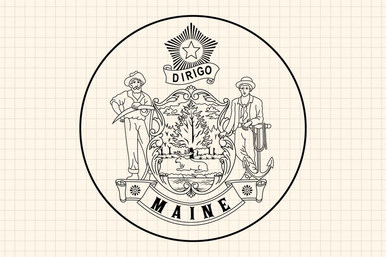 Seal of Maine SVG Bundle, State Logo Vector, Emblem, Insignia, Cricut ...