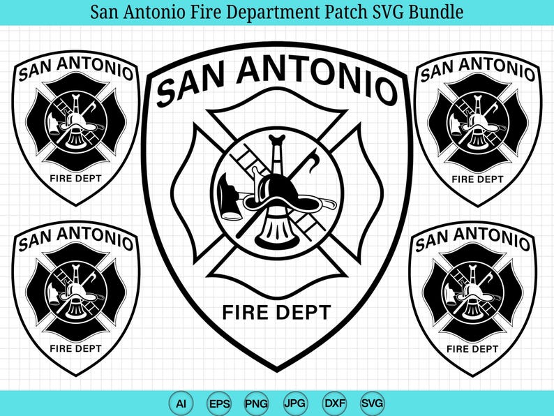 San Antonio Fire Department Patch SVG Bundle, Texas Fire Rescue Emblem ...