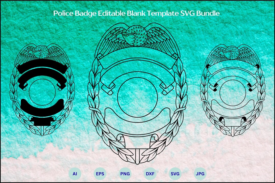 Police Badge Editable Blank Template SVG, Eagle Blank Police Badge ...