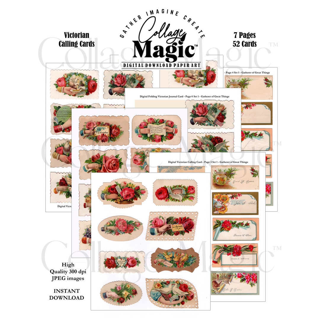 Victorian Calling Cards, Printable Ephemera, Junk Journal (digital ...