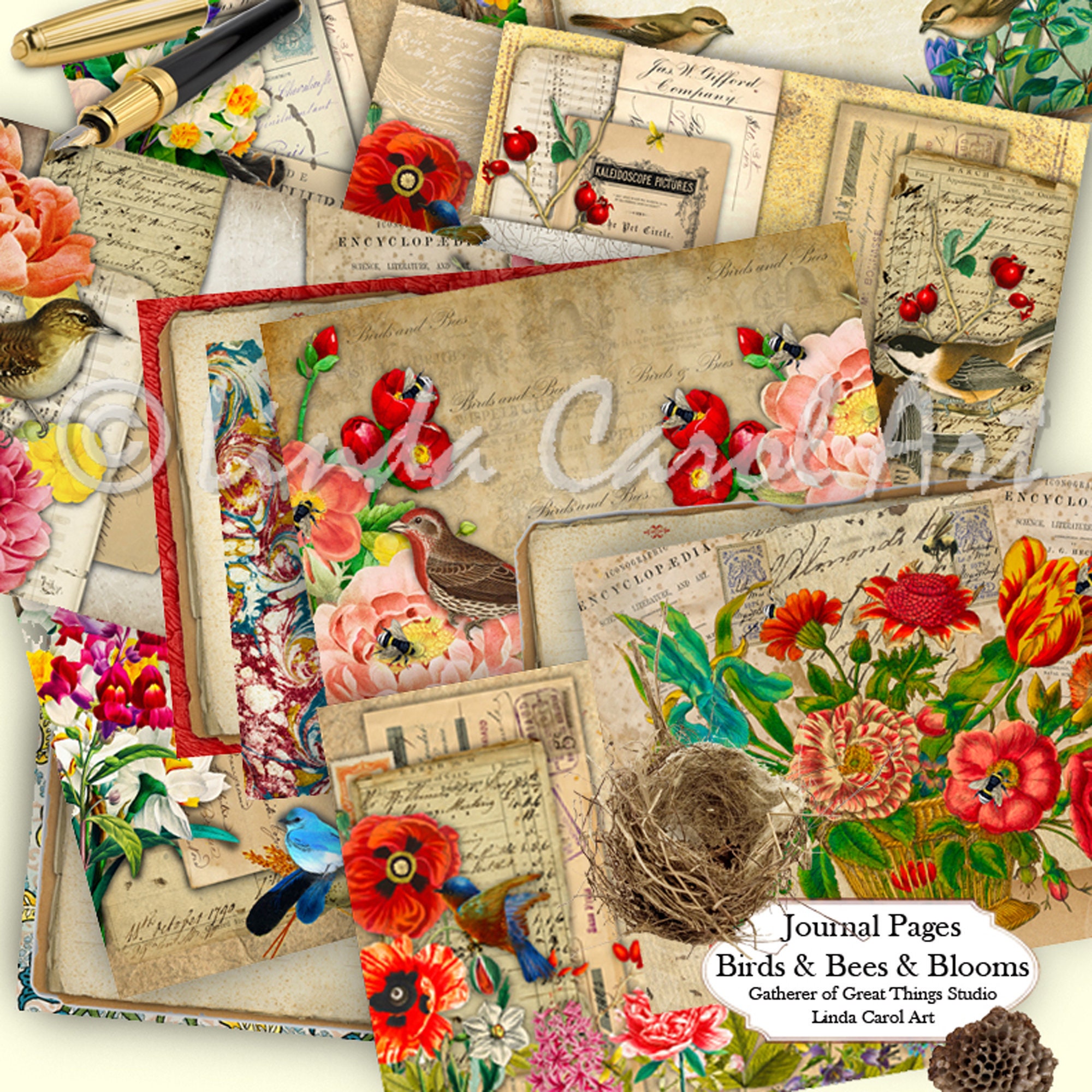 Journal Kit Scrapbooking Journal Junk Journal Pack Birds and Bees and ...