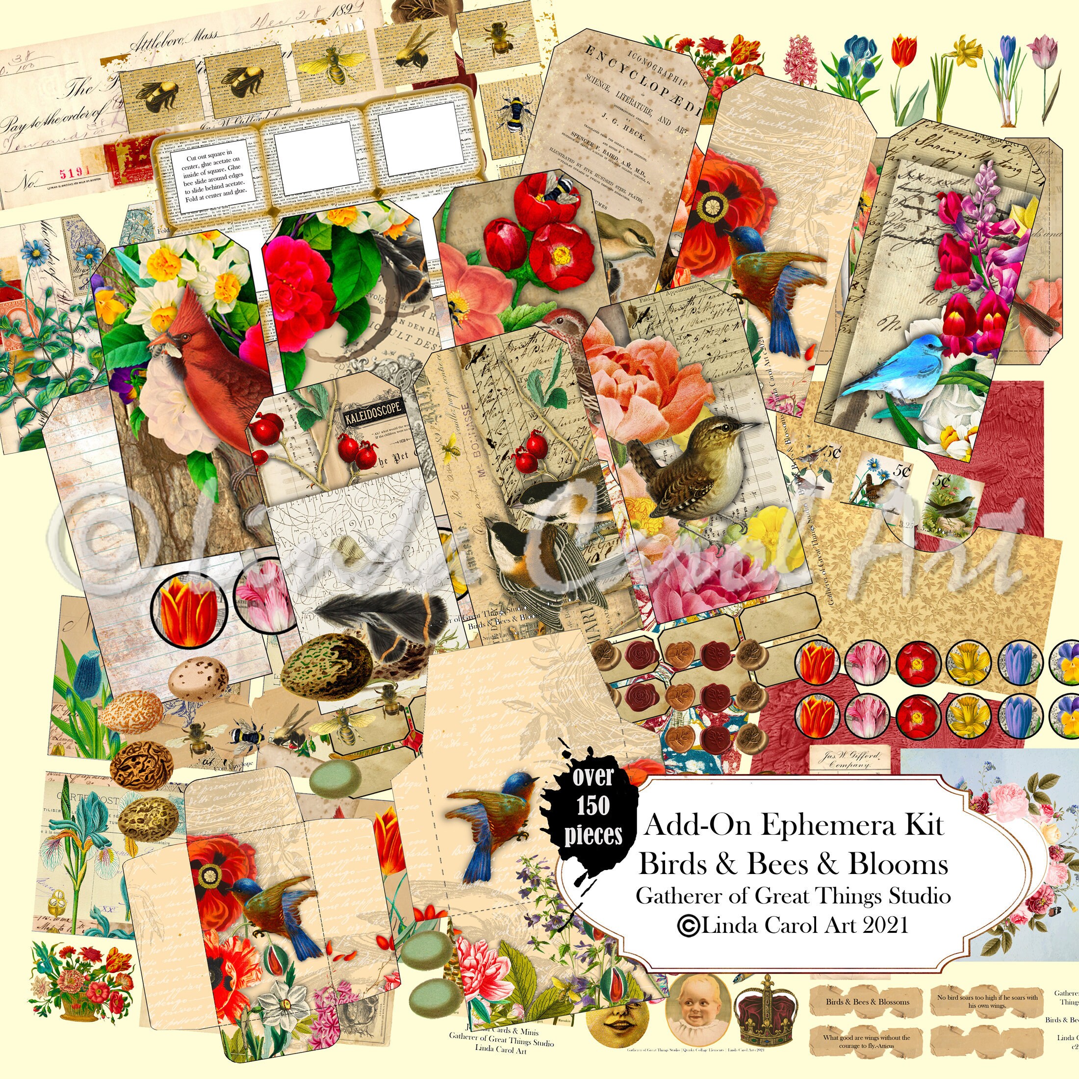 Journal Kit Scrapbooking Journal Junk Journal Pack Birds and Bees and ...