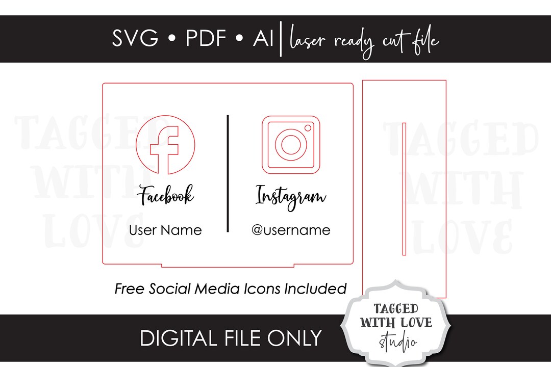 DIGITAL DOWNLOAD - Social Media Sign Laser File - Lasercutting File ...