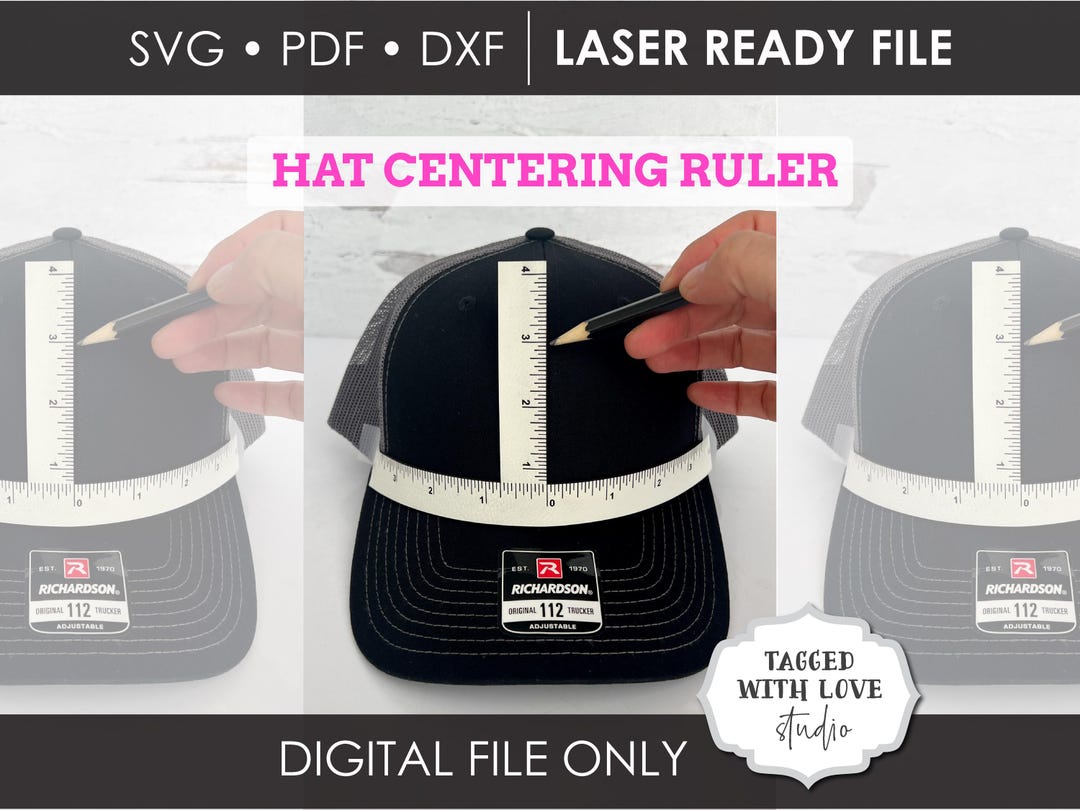Hat Centering Ruler File SVG - Hat Press Centering Ruler - Patch Centering Ruler - Hat ...