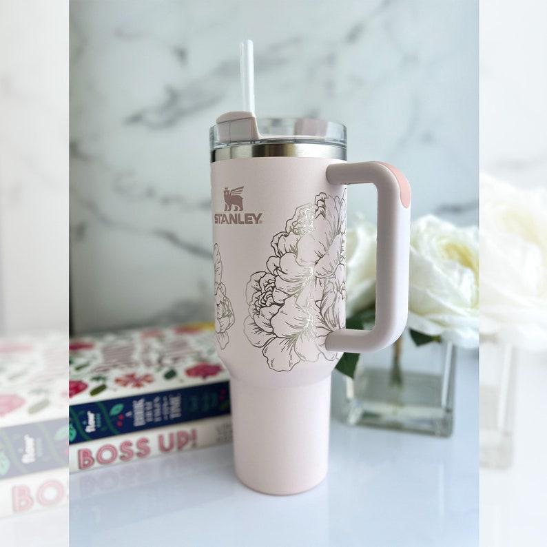 Engraved Stanley Travel Quencher Tumbler Floral Engraved Etsy