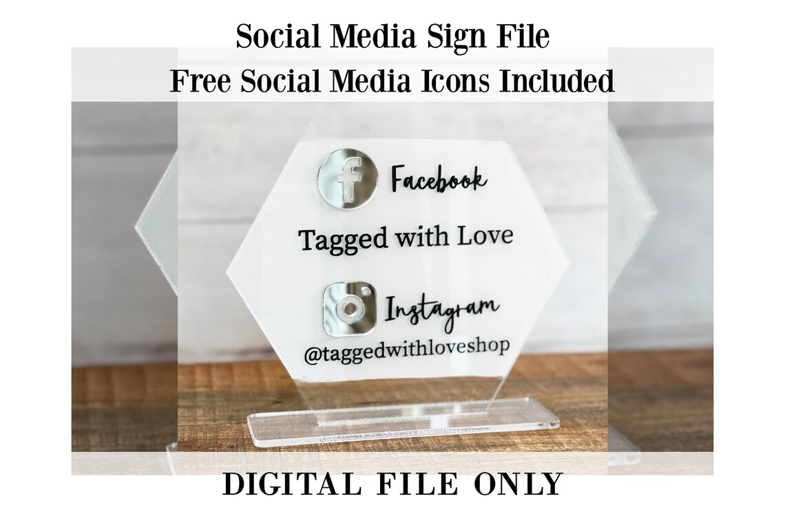 DIGITAL DOWNLOAD - Social Media Sign Laser File - Lasercutting File ...
