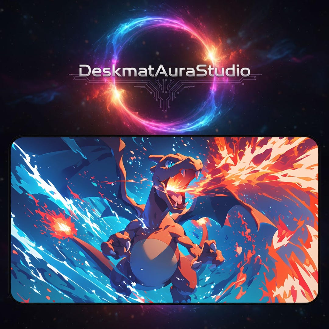 Anime Fire-breathing Dragon Desk Mat: Gaming & Office Decor - Etsy