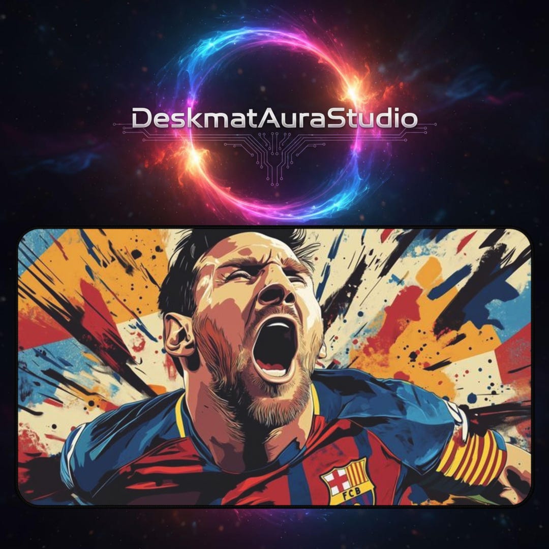 Vibrant Desk Mat, Gaming Mousepad, Office Decor, Sports Gift, Messi ...