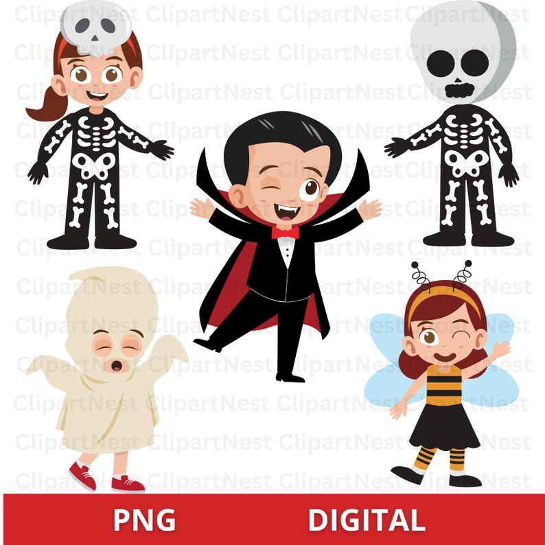 23 Halloween Kids Costume Clipart Bundle | Cute Trick or Treat SVG PNG ...