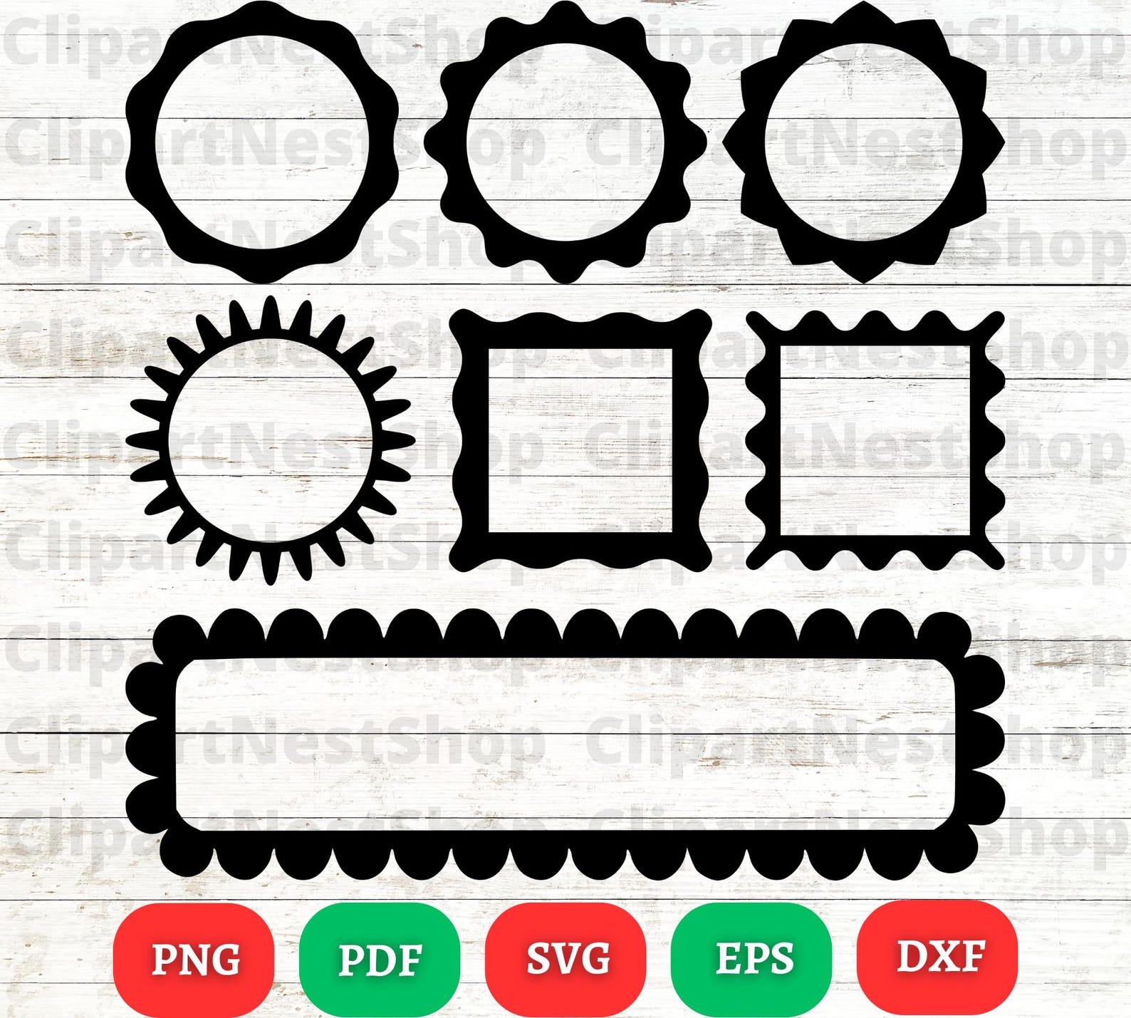 Scalloped Frames SVG Bundle | 30 Scallop Border Frames | Decorative ...