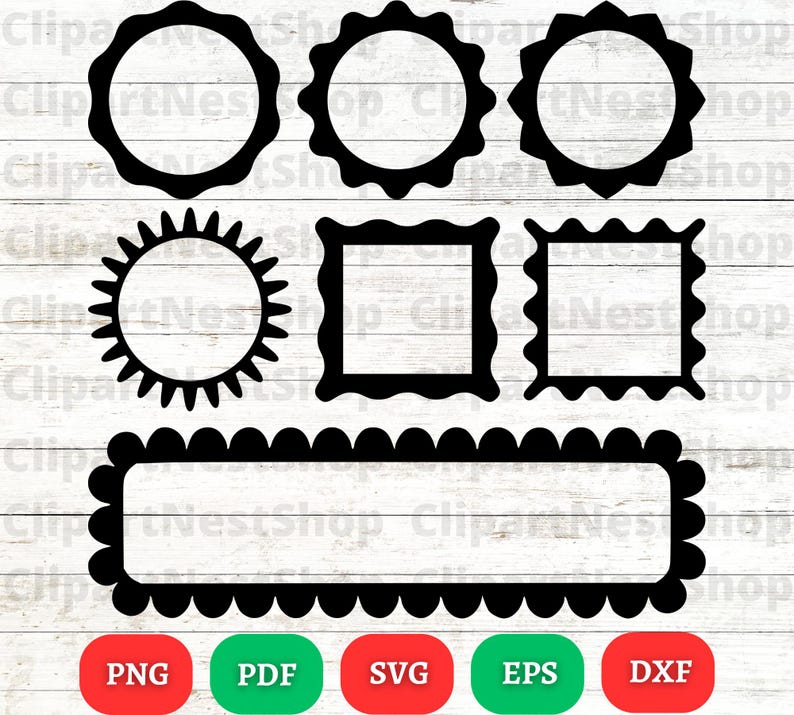Scalloped Frames SVG Bundle | 30 Scallop Border Frames | Decorative ...