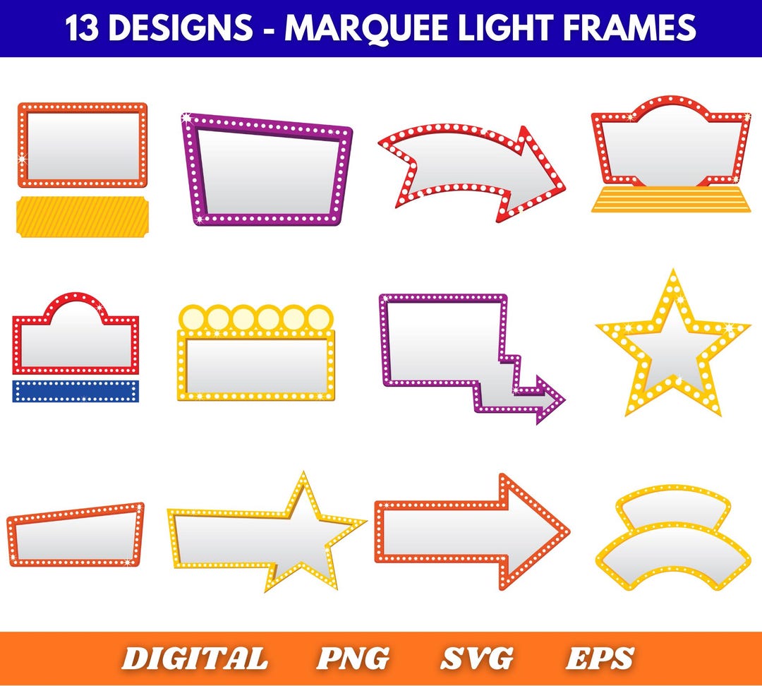 Marquee Light Frames Clipart, Frame Clipart, Marquee Sign Frame With ...