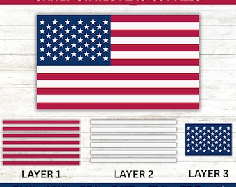 American Flag Svg, USA United States Flag Layered by Color Vector ...