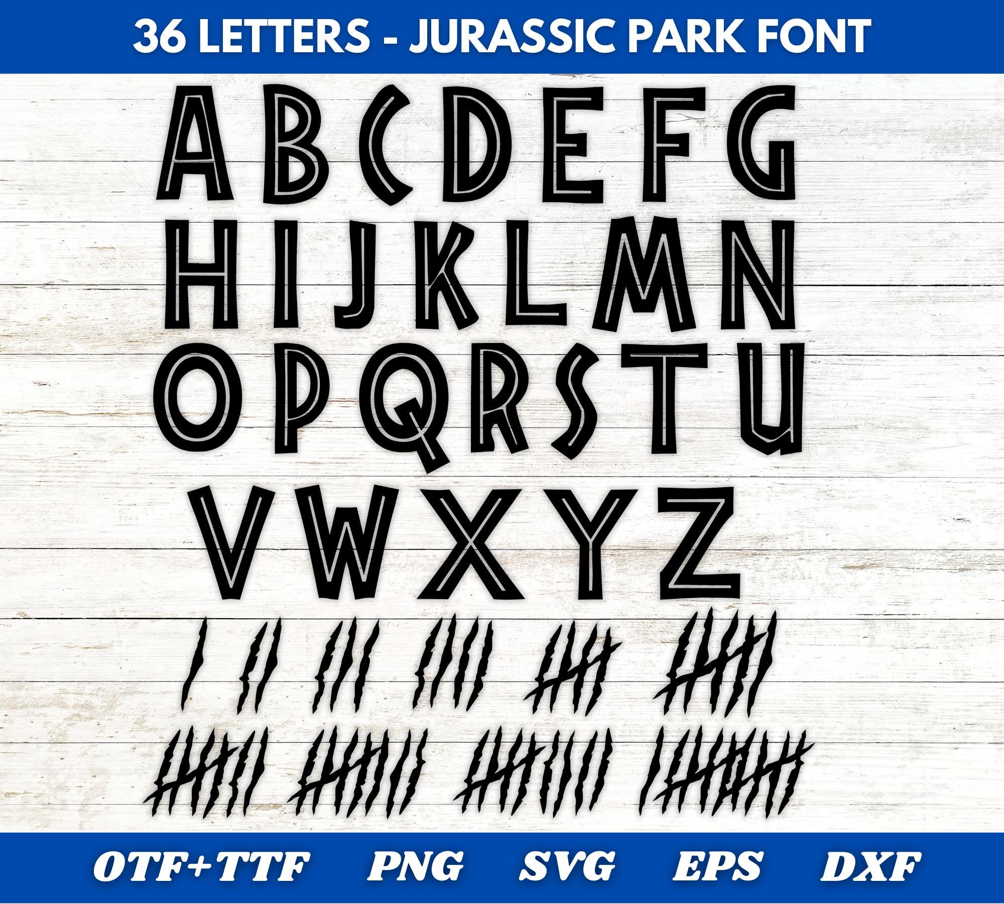 Jurassic Park Font SVG | Dinosaur Alphabet Letters & Numbers (digital ...