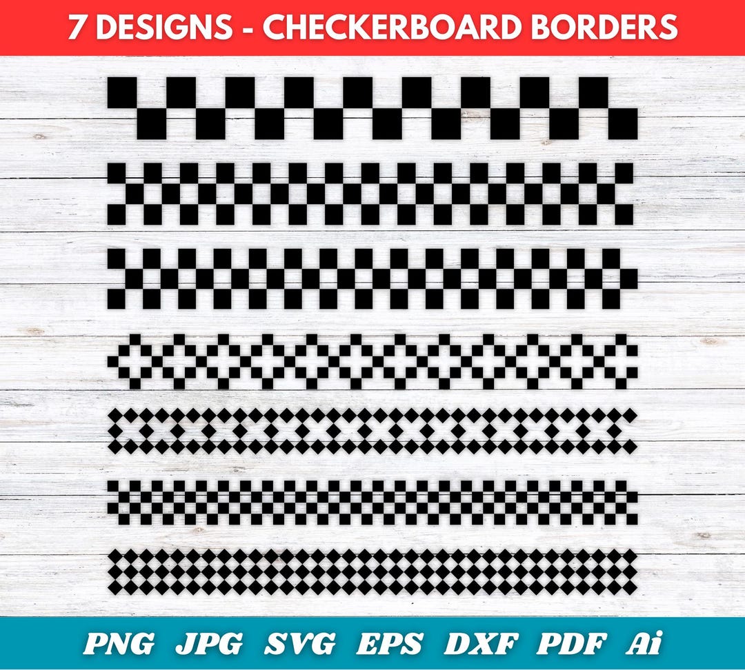 Checkerboard Borders SVG PNG, 35 Digital Borders, Racing Border ...