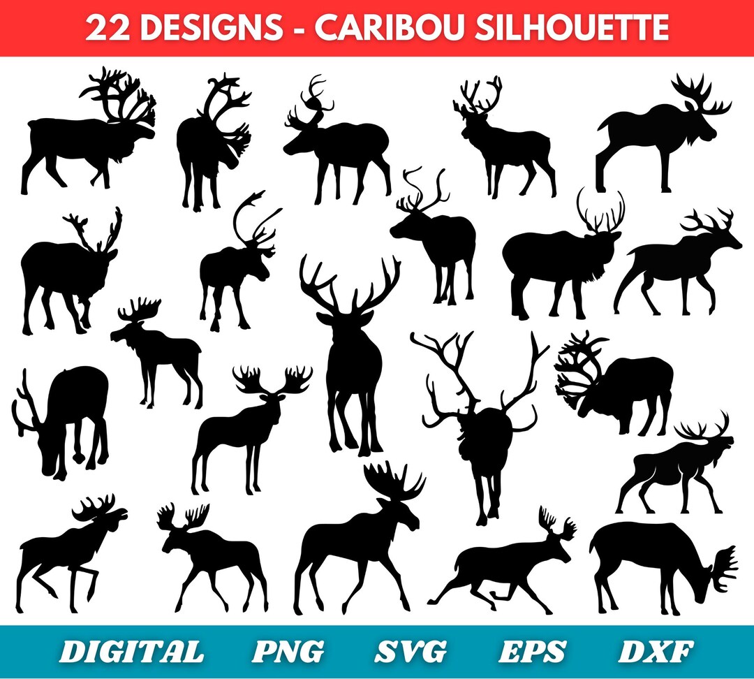Caribou SVG Bundle, Caribou Clipart, Moose Deer Elk Svg, Wildlife ...