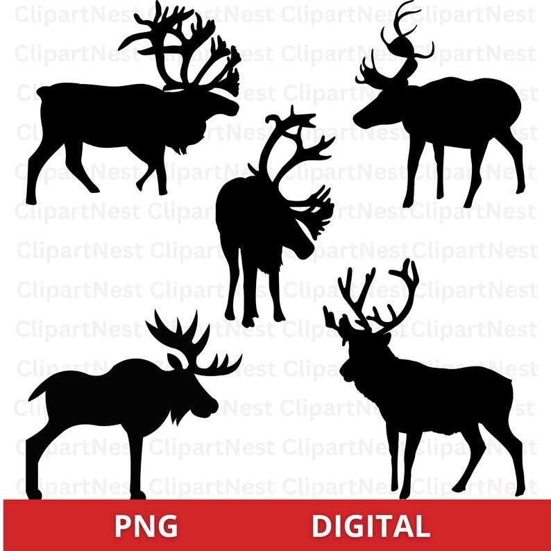 Caribou SVG Bundle, Caribou Clipart, Moose Deer Elk Svg, Wildlife ...