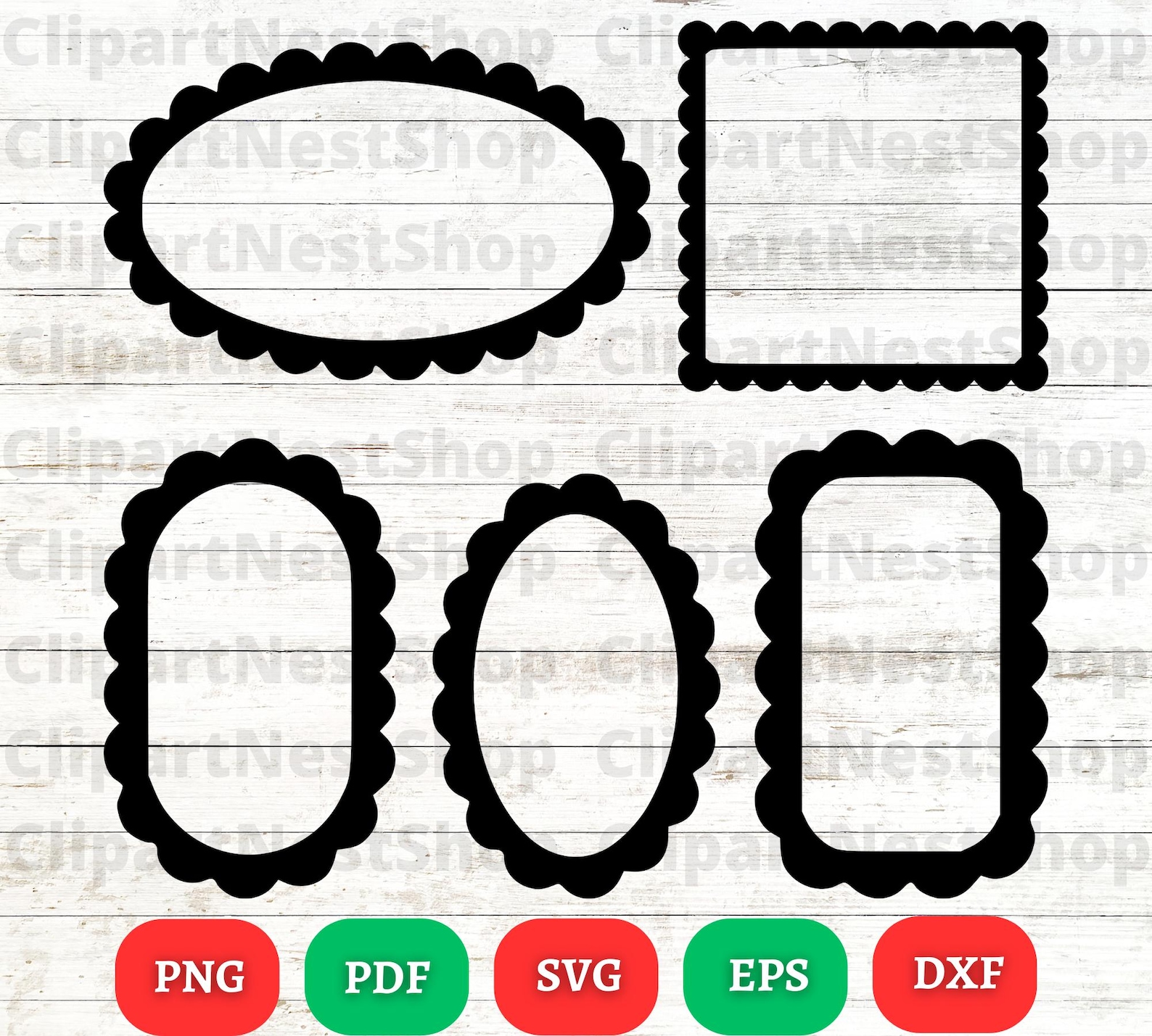 Scalloped Frames SVG Bundle | 30 Scallop Border Frames | Decorative ...